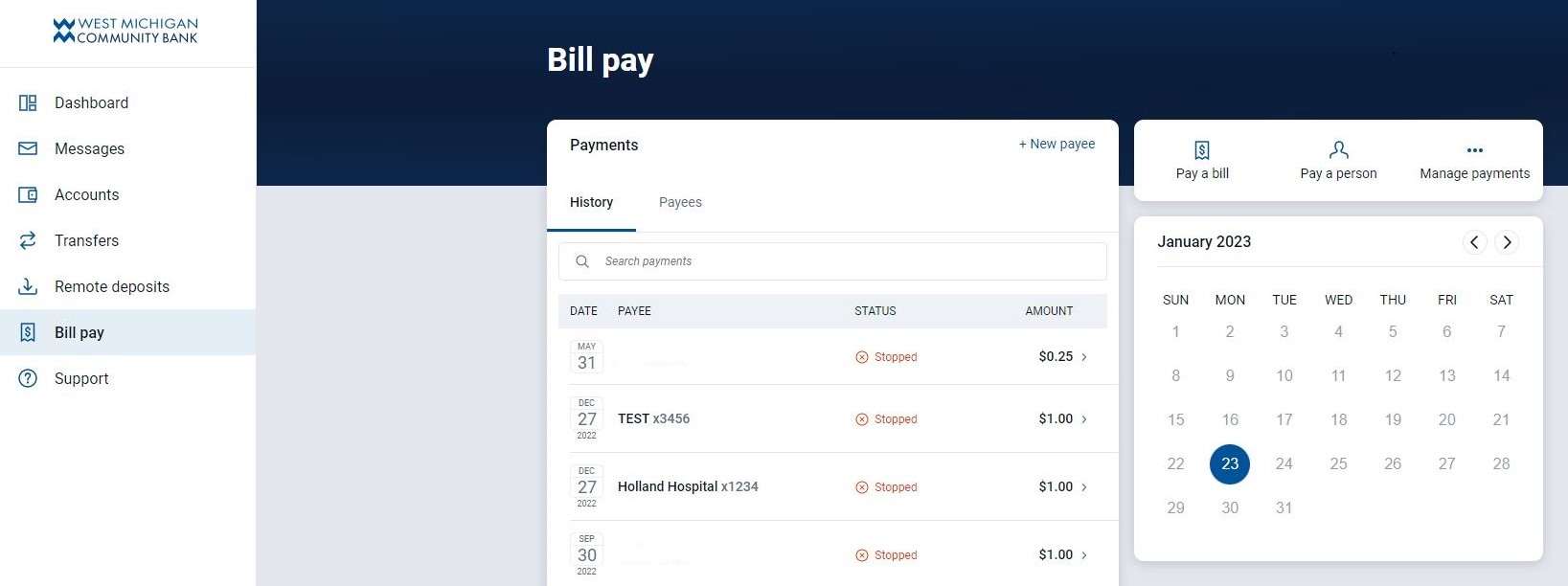 Business Online Banking and Mobile App Resources Bill Pay › West Michigan Community Bank